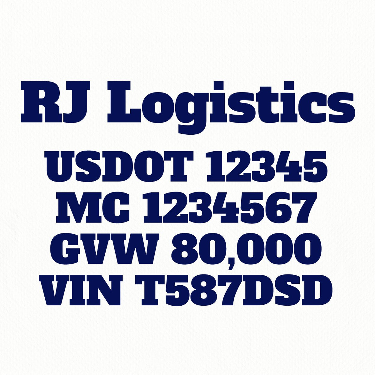 Company Name Decals With Regulation Lines – Semi Decals