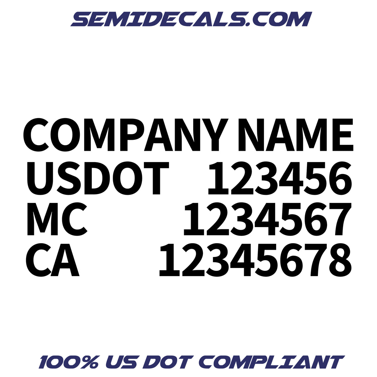 USDOT, MC, CA, GVW, KYU Truck Decal Sticker Templates – Semi Decals