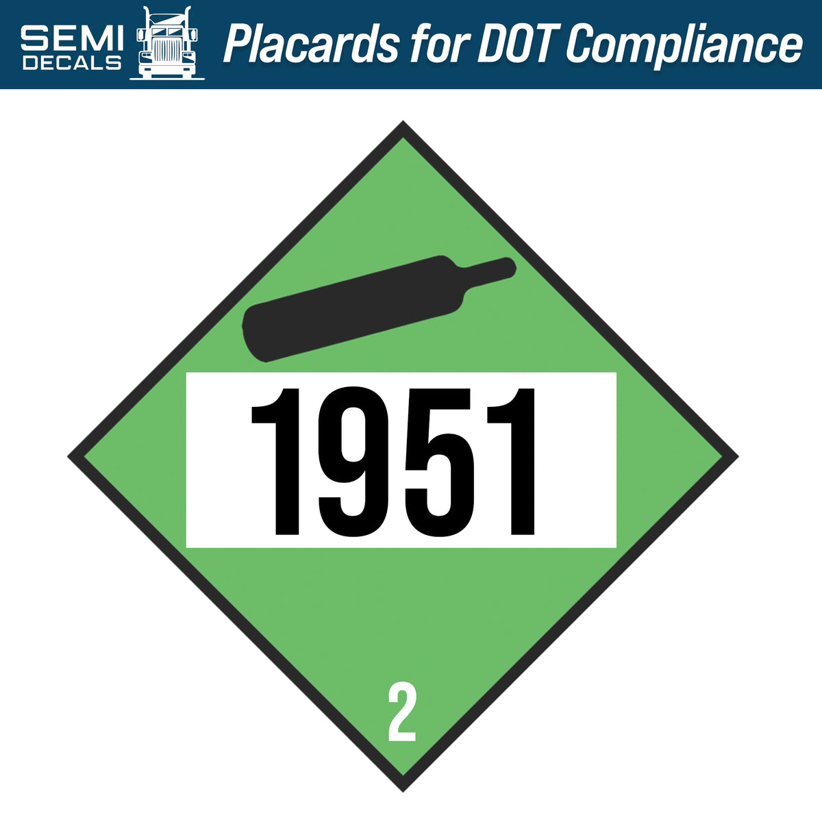 Hazard Class 2: Non-Flammable Gas UN # 1951 Placard – Semi Decals