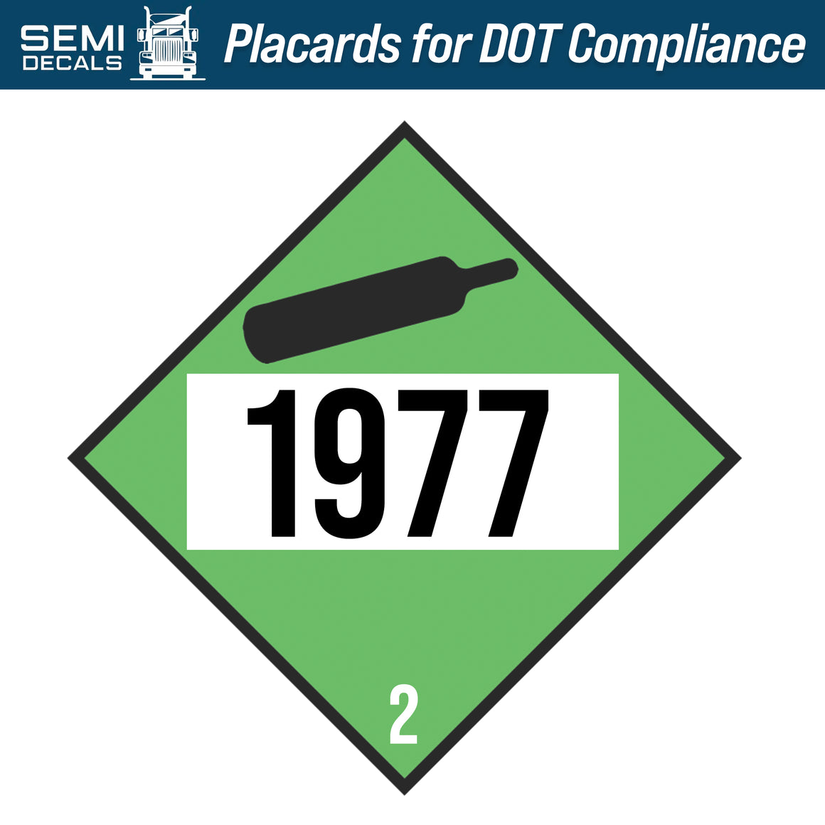 Hazard Class 2: Non-Flammable Gas UN # 1977 Placard – Semi Decals