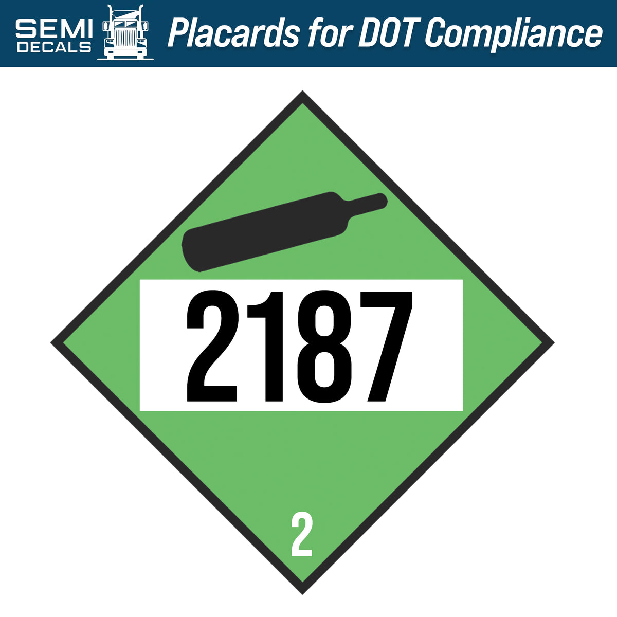 Hazard Class 2: Non-Flammable Gas UN # 2187 Placard – Semi Decals