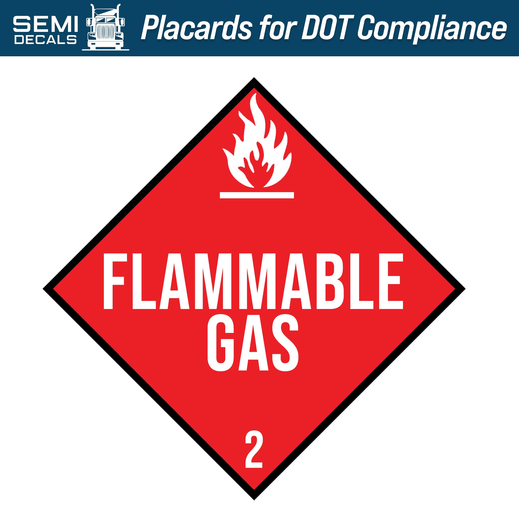 Hazard Class 2: Flammable Gas Placard – Semi Decals