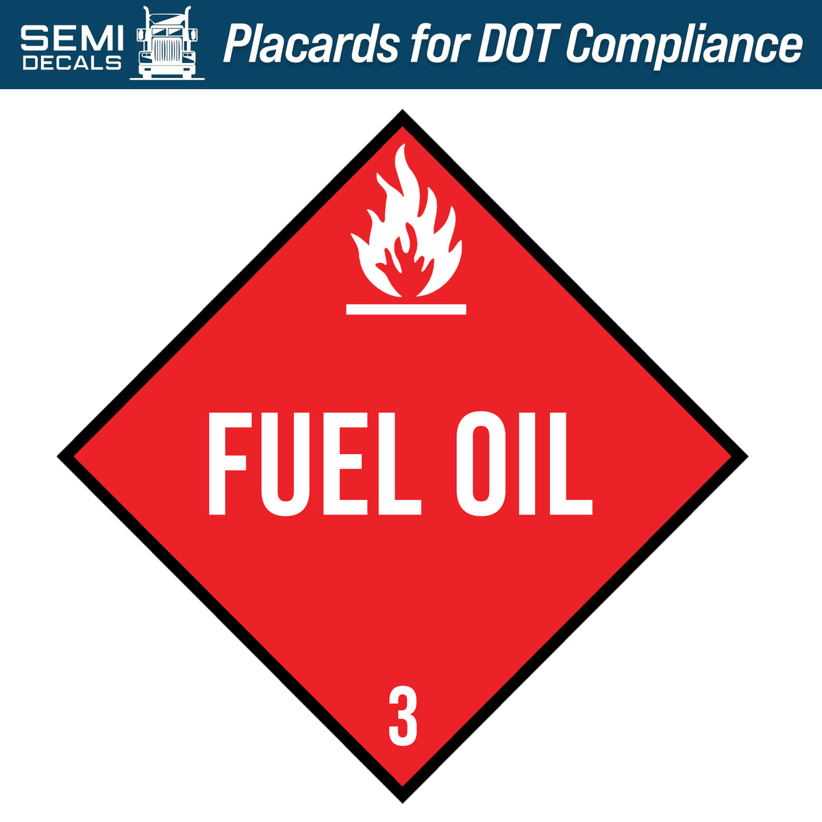 Hazard Class 3: Fuel Oil Placard – Semi Decals