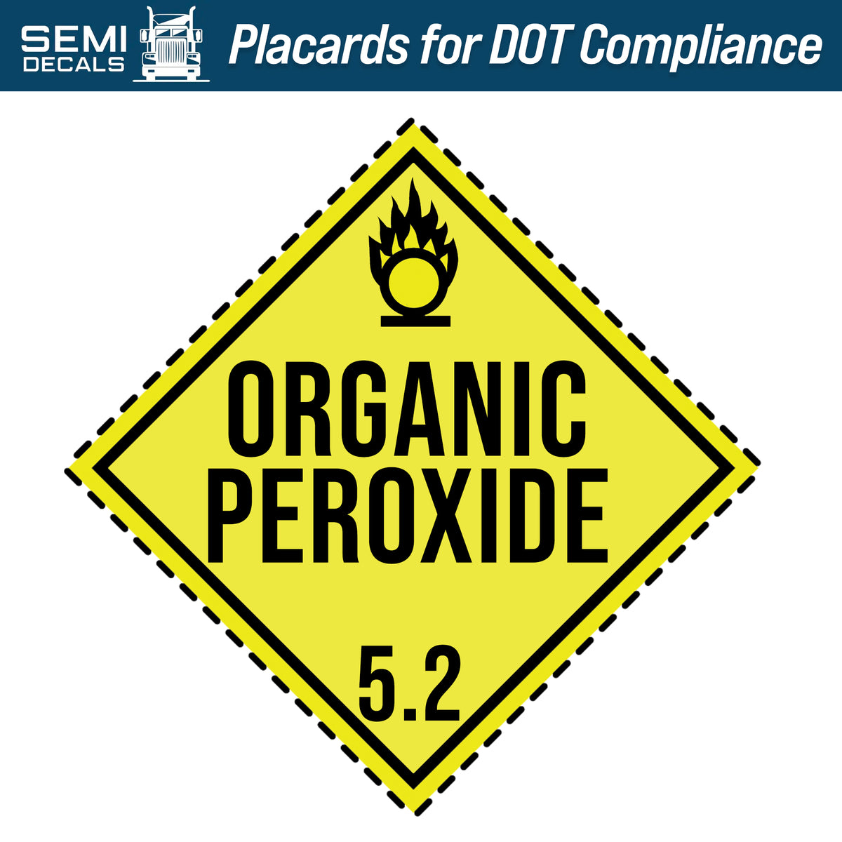 Hazard Class 5: Organic Peroxide 5.2 Placard – Semi Decals
