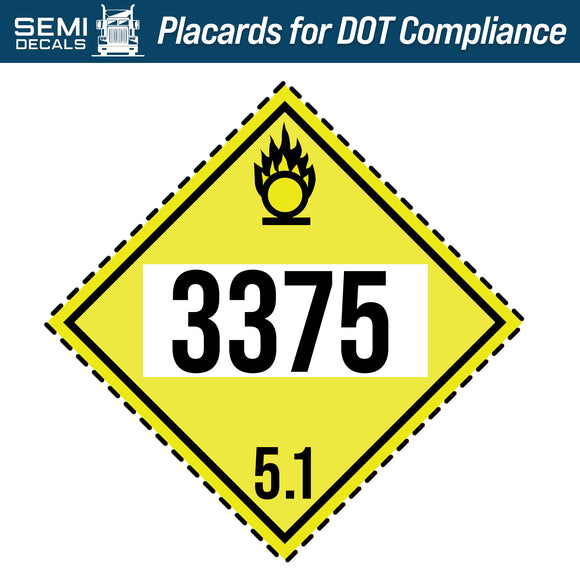 Hazard Class 5 Oxidizer UN 3375 Placard Semi Decals hazard-class-5-oxidizer-un-3375-placard-semi-decals