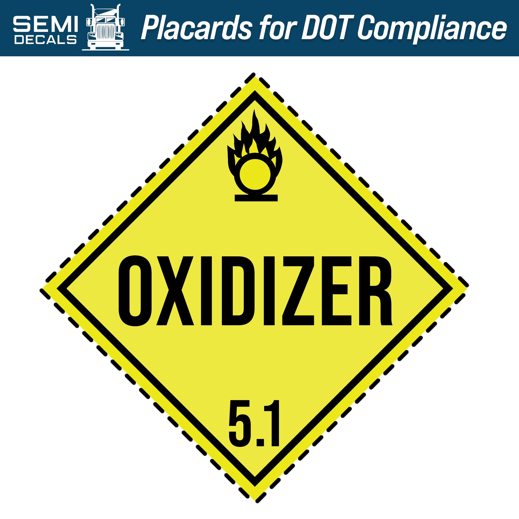 Hazard Class 5: Oxidizer 5.1 Placard – Semi Decals