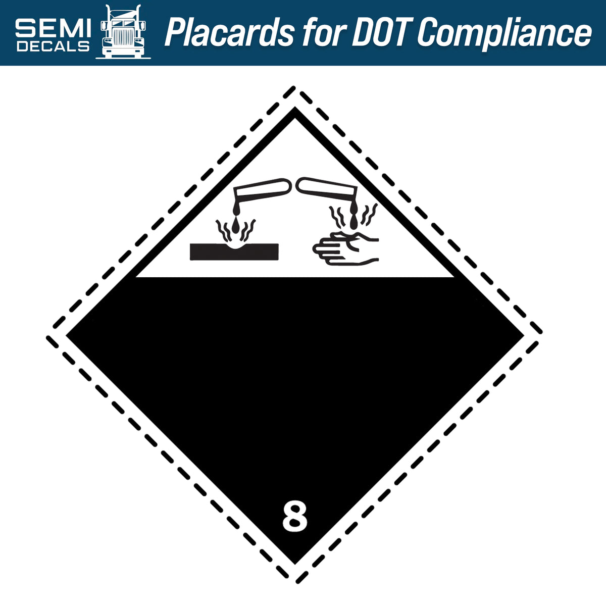 Hazard Class 8: Corrosive Placard – Semi Decals