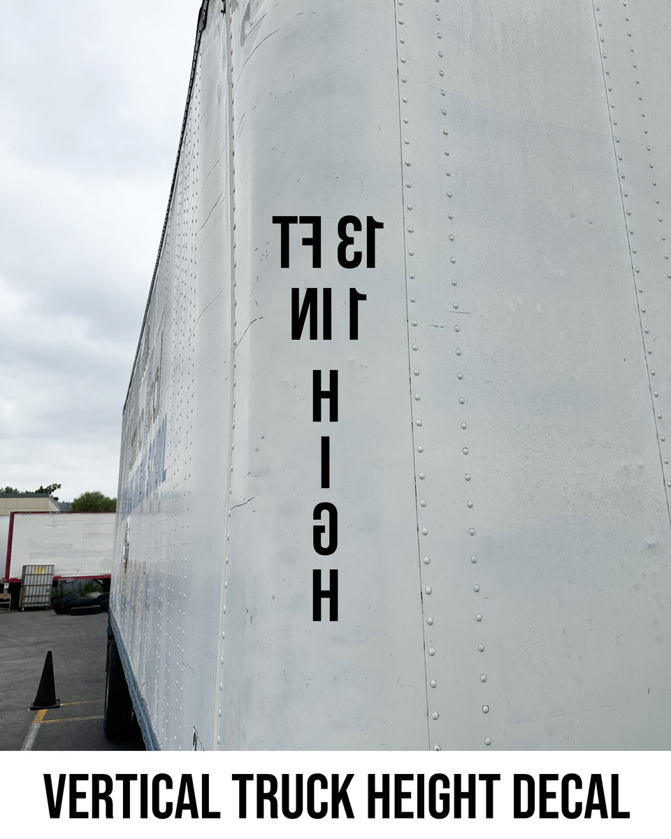 Reversed Vertical Truck Semi Box Height Decal Sticker Lettering (Set o ...