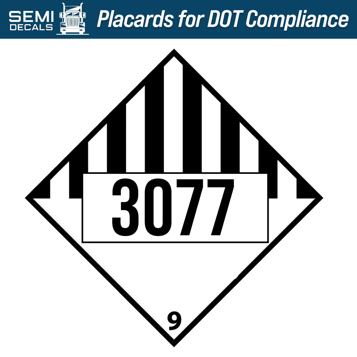 Hazard Class 9 UN 3077 Placard Semi Decals Hazard Class 9 UN 3077 Placard Semi Decals
