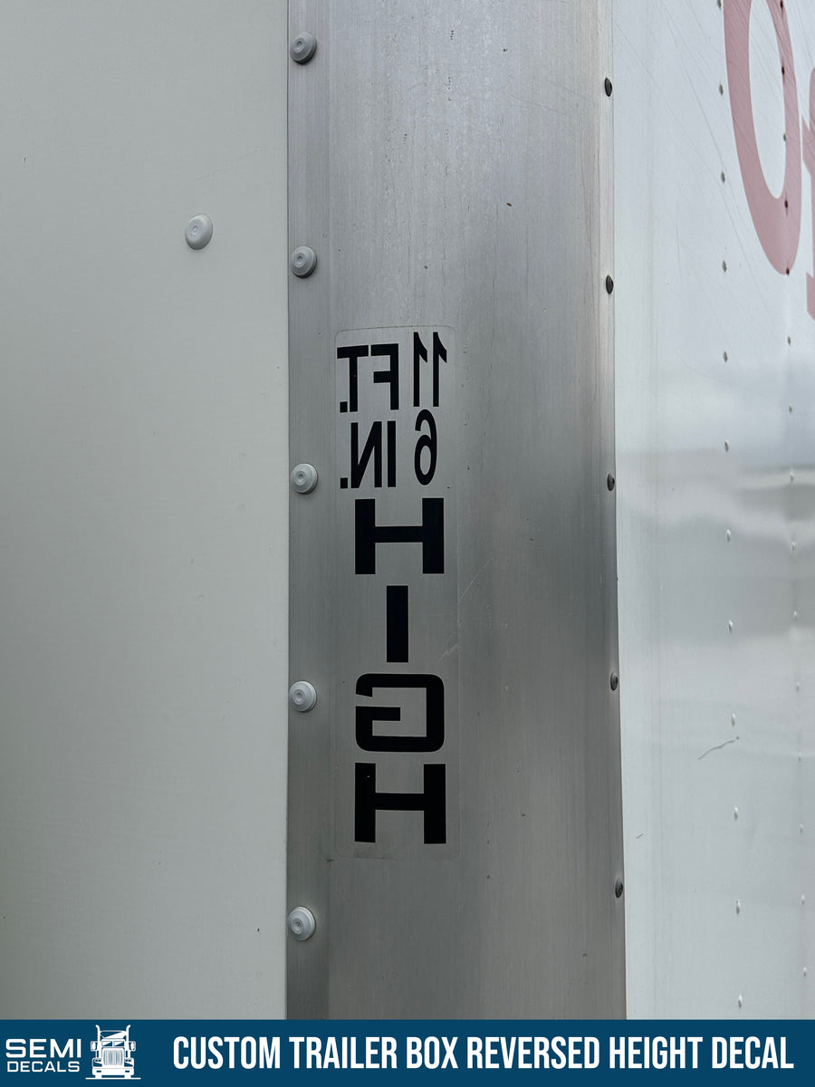 Reversed Vertical Trailer Semi Box Height Decal Sticker Lettering (Set ...
