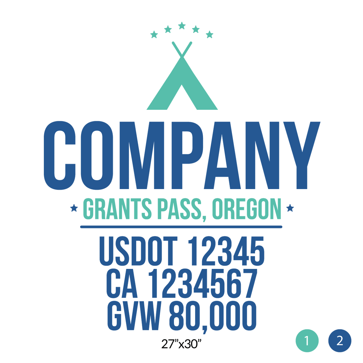 Western Truck Door Decal (USDOT, MC, GVW, CA), 2 Pack – Semi Decals