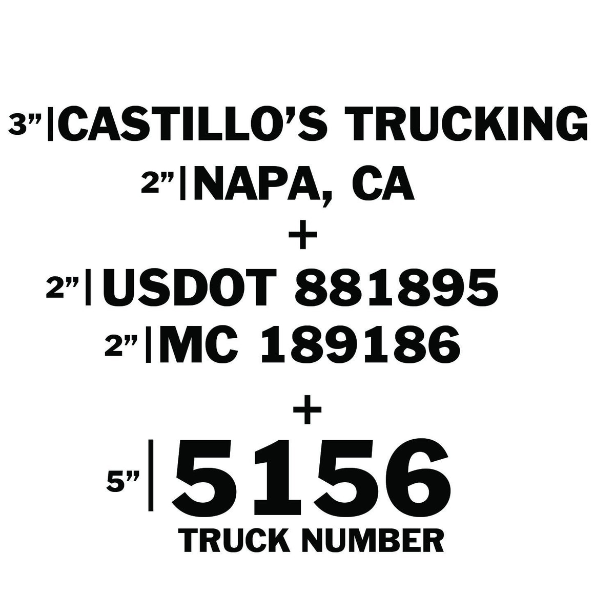 Company Name Line + Location + 2 Lines + Truck Number Combo Great for ...