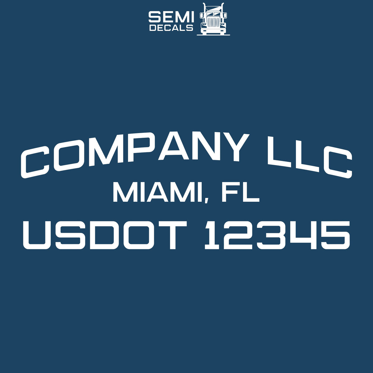 Company Name, Location & US DOT Decal Sticker (Set of 2) – Semi Decals