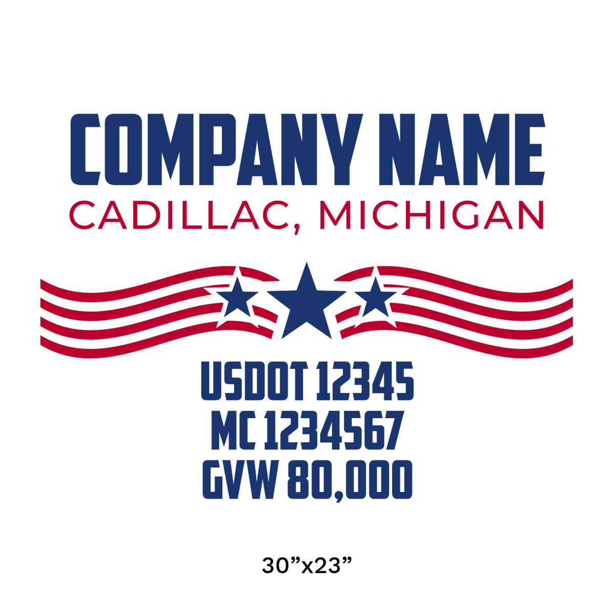 Patriotic Truck Door Decal (USDOT, MC, GVW), 2 Pack – Semi Decals