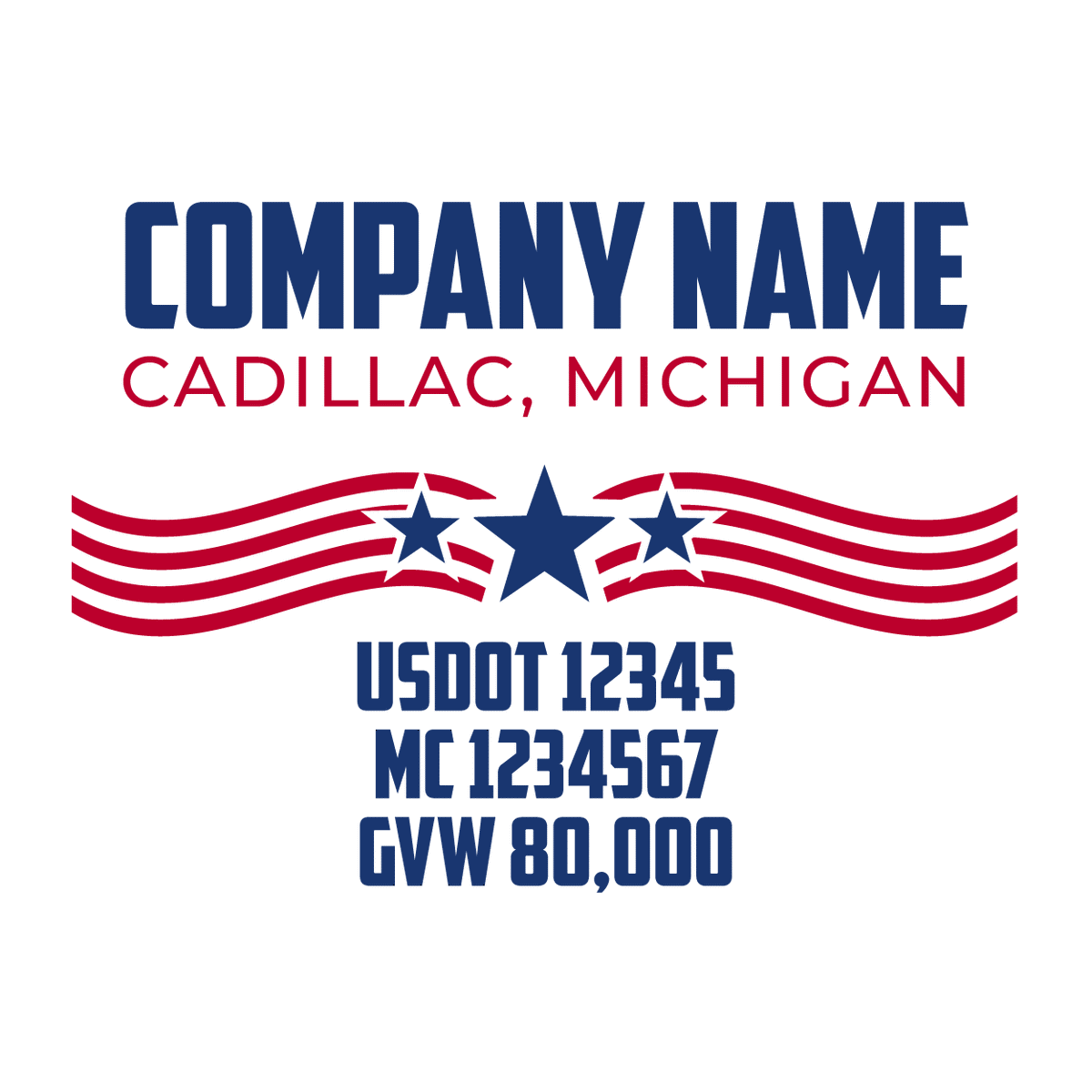 Patriotic Truck Door Decal (USDOT, MC, GVW), 2 Pack – Semi Decals