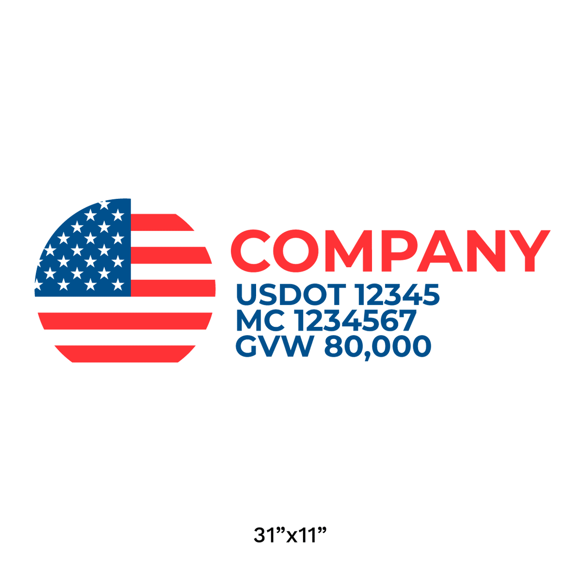 Patriotic Truck Door Decal (USDOT, MC, GVW), 2 Pack – Semi Decals
