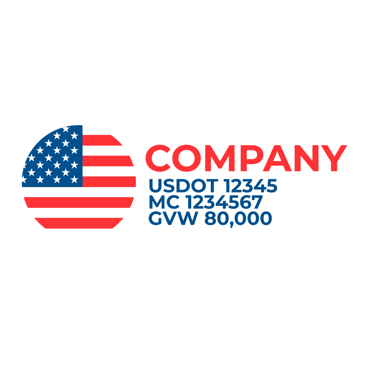 Patriotic Truck Door Decal (USDOT, MC, GVW), 2 Pack – Semi Decals