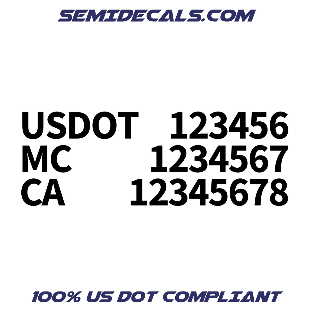 USDOT, MC, CA Number Decal Sticker Combo Set (Set of 2) – Semi Decals